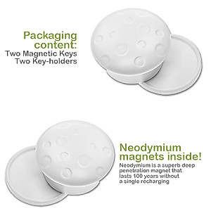 Spare Keys for Magnetic Cabinet Locks (2-Pack) by Skyla Homes - Powered by Premium Neodymium Magnet - Baby Safety Lock Key