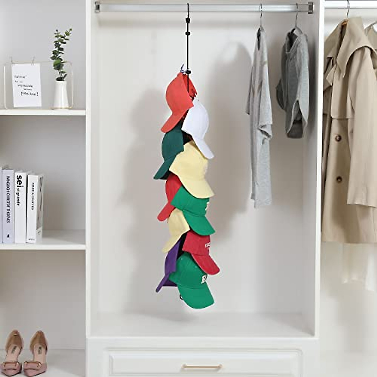 Ulfsaar Hat Rack and Organizer, Baseball Cap Rack Stand, Over The Door Hat Rack, Hat Rack for Door, Closet, Holds Up to 12 Caps