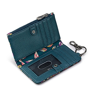 Sakroots Encino Slim Wallet in Eco Twill, Pin Snap Closure, Marine Treehouse