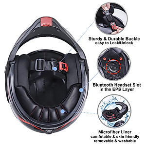 BEON Full Face Motorcycle Helmet DOT Approved, 180° Reversible Chin Guard Modular Pilot Helmet with Anti-Fog Dual Visors for Adult Men Women (S-XXL)