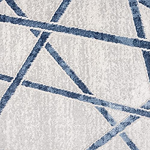 Abani Atlas 5'x8' Blue/Grey Area Rug, Criss Cross Design - Durable Non-Shedding - Easy to Clean