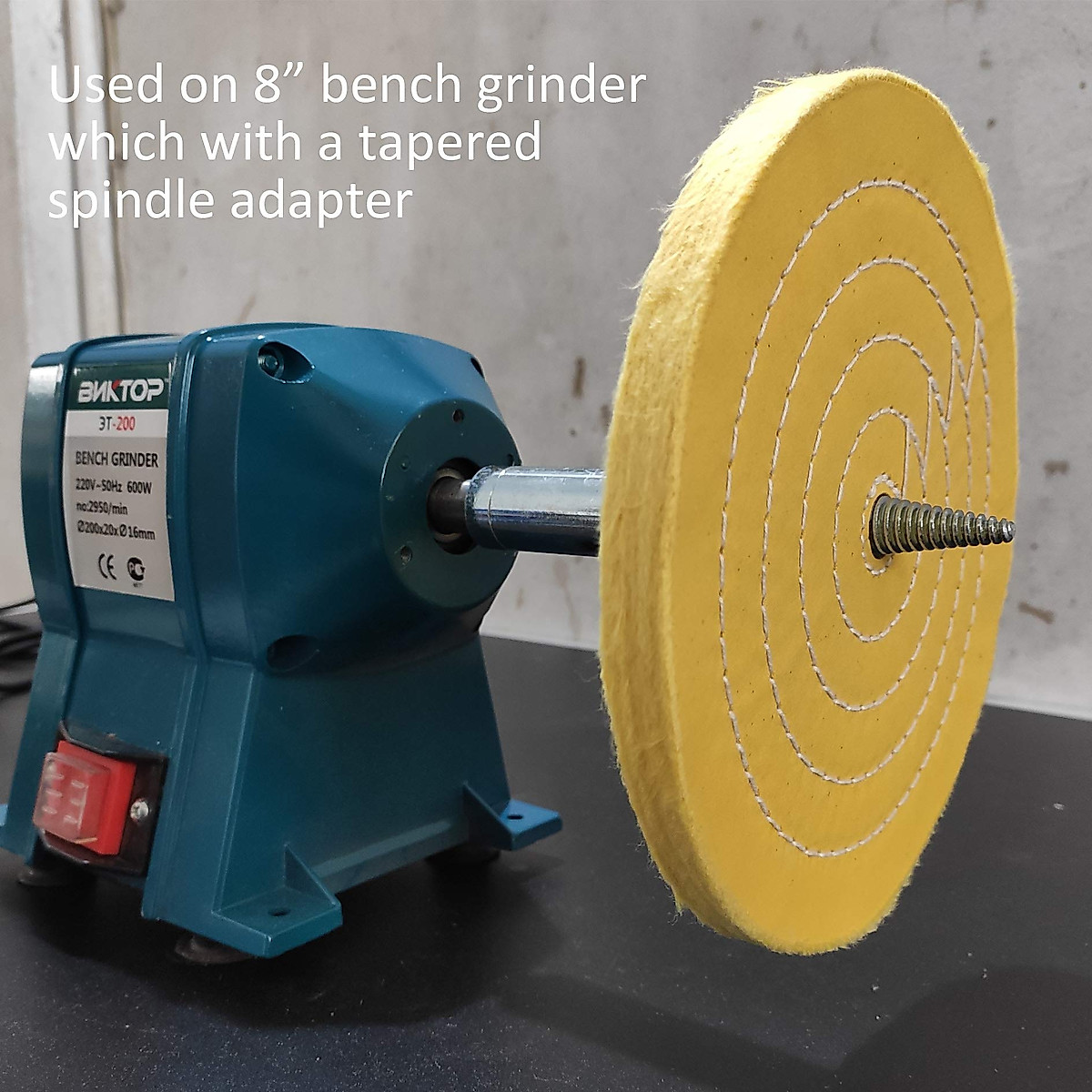 PURUI 8" Buffing Polishing Wheel-Coarse (42PLY) Medium(60PLY) Fine(40PLY) with 5/8" Arbor Hole -Brown,Blue,Red Rouge Polishing Compounds for Bench Grinder 6PC