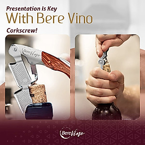Bere Vino Professional Wine Opener with Foil Cutter | Manual Waiter Corkscrew, Wine Key for Servers and Bartenders | Stainless Steel Rosewood Wine Bottle Opener with Can/Bottle Opener for Home