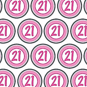 GRAPHICS & MORE Premium Gift Wrap Wrapping Paper Roll Birthday Party Pink Dots - 21 Twenty One