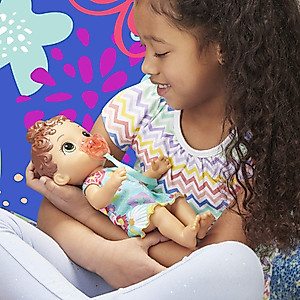 Baby Alive Baby Lil Sounds: Interactive Brown Hair Baby Doll for Girls & Boys Ages 3 & Up, Makes 10 Sound Effects, Including Giggles, Cries, Baby Doll with Pacifier