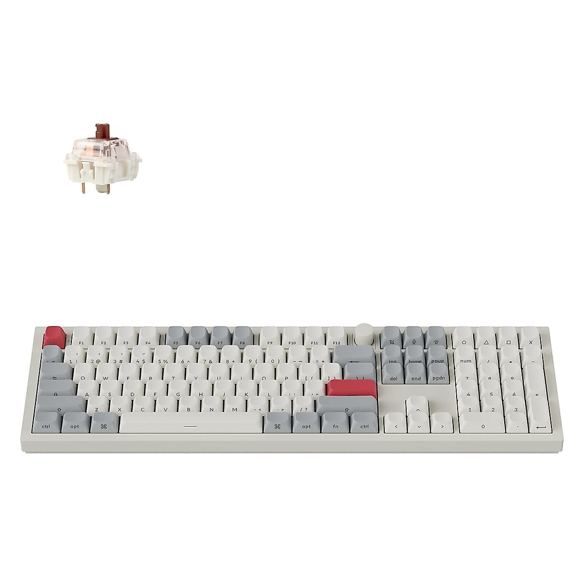 Keychron Q6 Max QMK/LAUNCHER Wireless Bluetooth/2.4 GHz/USB-C Wired Custom Mechanical Keyboard, Full Size Programmable Knob RGB Backlit Hot-Swappable Gateron Brown Switch for Mac Windows Linux - White