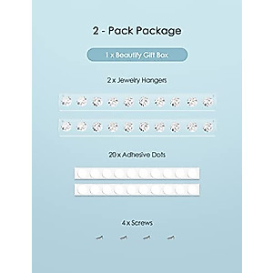 Zreal Necklace Holder, Acrylic Necklace Hanger, Wall Jewelry Organizer with 10 Jewelry Hooks in Seashell Shape (2-pack Clear)