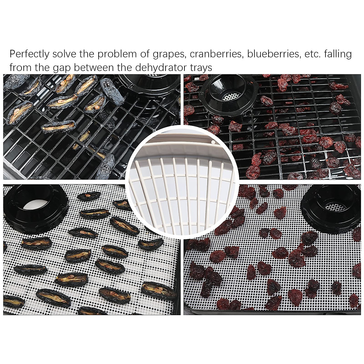 Kispog Silicone Mesh Dehydrator Sheets, for Food Dehydrator & Freeze Dryer, Premium Non-Stick Silicone Reusable, 6 Pcs/sets 14x14 in…