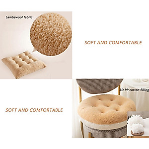 IXITON Thickened Plush seat Cushion,Lamb Fleece pad Warm Pillow Chair Stool heightened for Yoga Office Home Cafe Chair Meditation (17 * 17 inch(45 * 45cm), Round Off-White)