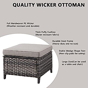 Rilyson 6PC Patio Furniture Set - Rattan Wicker Outdoor Sectional Conversation Sets with 2 Swivel Rocking Chairs,2 Ottomans,1 Loveseat and 1 Coffee Table for Porch Deck Garden(Mixed Grey/Grey)