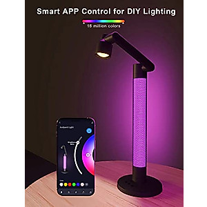 HCYHNB Smart Table Lamp Works with Alexa Google Home, Swing Arm Desk Lamp with Rotatable Body, APP Control DIY Lighting Modes & Music Sync, Dimmable Night Light for Kids Adults