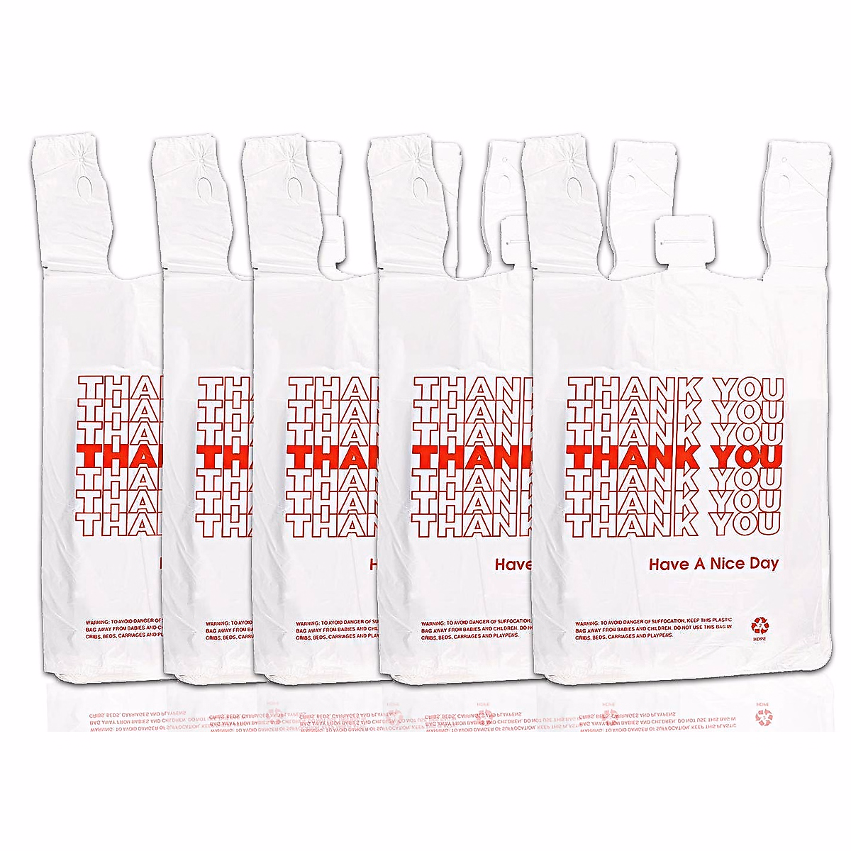 RoyalHouse Thank You Bags,Reusable Plastic Grocery Bags - Great Bags for Shopping, Small Trash and Garbage Cans, and Dog Waste - 308 Count (Pack of 4) Total 1232 Bags in Case