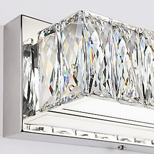 ZUZITO LED Vanity Lights for Bathroom - 30 inch Crystal Modern Vanity Lights - Chrome Bathroom Light Fixtures Over Mirror Cool White Light