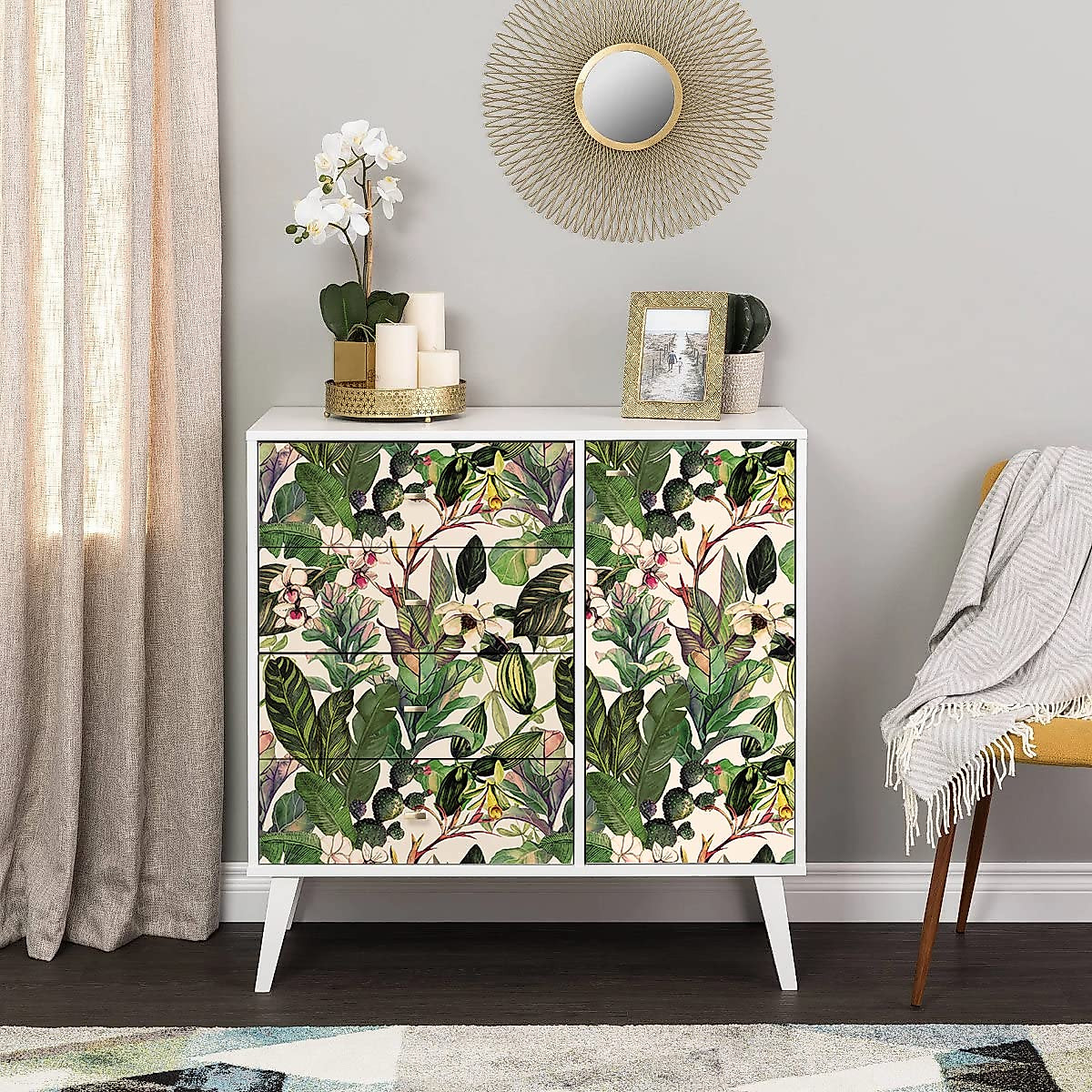 Luvdecor Wallpaper Peel and Stick Boho Leaf Tropical Wallpaper for Bedroom Removable Wallpaper Peel and Stick Floral Palm Leaf Botanic Boho Wallpaper for Renter Accent Wall 17.7 * 118 in