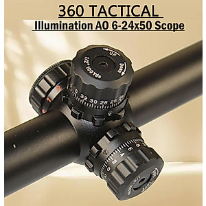 360 TACTICAL 6-24x50 AOE Red & Green Illuminated Rangefinding Mil Dot Hybrid Crosshair Scope