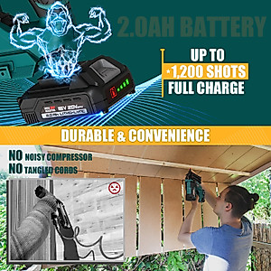 NEU MASTER Nail Gun Battery Powered, Cordless Nail Gun-18GA 2 Inch Nail with Depth Adjustment/1800pcs Nails, Multi-Usage Brad Nailer for Trim, Molding, Woodwork, DIY Upholstery-20V Battery&Charger