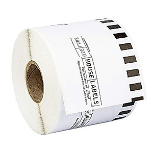 HOUSELABELS Compatible with DK-2205 Replacement Roll for Brother QL Label Printers; Removable Adhesive Continuous Length Labels; 2-4/9" x 100 feet (62mm*30.48m) with 1 Reusable Cartridge - 2 Rolls