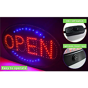 CLOSED OPEN LED SIGN, Jumbo 23" X 14" Advertisement Sign Board Electric Powered Display with Ultra Bright Light and a Modern Design, Perfect for Coffee Shop, Bar, Hotel, Restaurant, Drugstore & more