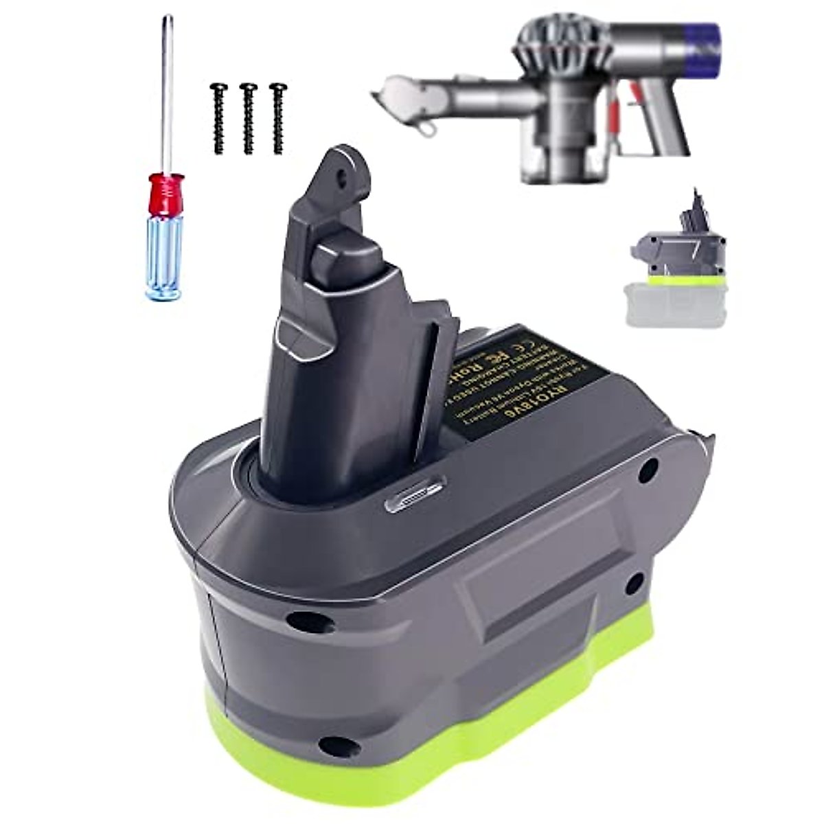 MAKBOS for Ryobi for Dyson V6 Battery Adapter,for Dyson V6 Series Vacuum Cleaner, Convert for Ryobi 18V Battery to Replace for Dyson V6 SV03 SV04 SV09 DC62 DC59 Animal Battery(only Adapter)