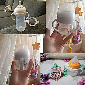 Newmemo Baby Bottle Handles, Bottle Grip Handle Baby Bottle Holder Compatible for Avent Natural Wide Mouth PP Glass Baby Feeding Bottles Baby Bottle Accessories, 2 Count