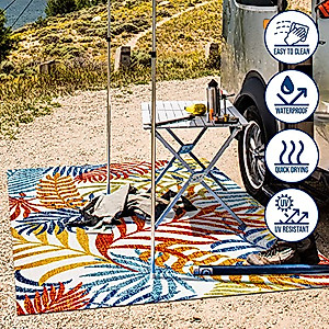 JONATHAN Y AMC100B-3 Tropics Palm Leaves Indoor Outdoor Area Rug Bohemian Floral Easy Cleaning High Traffic Bedroom Kitchen Backyard Patio Porch Non Shedding, 3 X 5, Cream/Orange