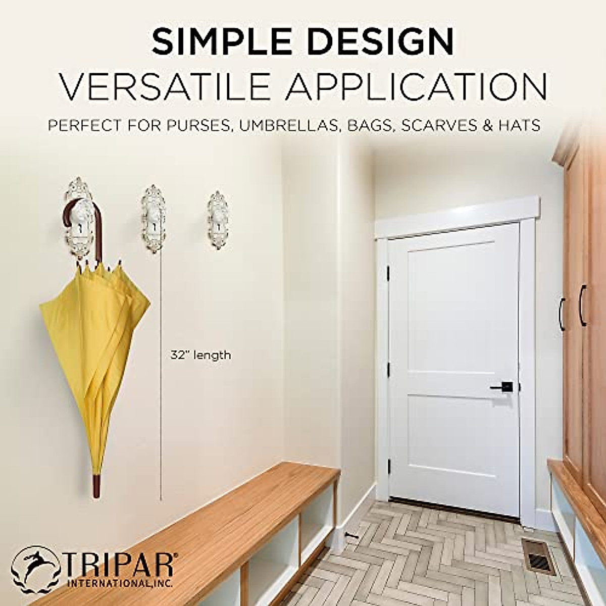 TRIPAR Pewter White Decorative Door Knob Style Hanger, Wall Mounted Vintage Coat Hooks, Shabby Chic Decal for Hanging Jackets, Towels, and Belts…