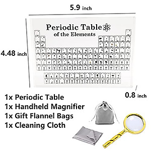 Periodic Table with Real Elements Inside, Periodic Table with Real Elements, Element Sample, for Students Teachers Chemists Christmas Gifts Real Elements 4PCS