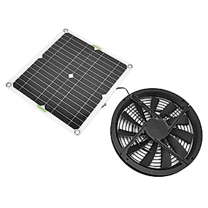 Solar Panel Fan Ventilation Fan Kit 10 Inch, Solar Powered Exhaust Fan Portable Ventilator Fan with Protective Mesh, 12V 100W Mini Ventilator Fan for Chicken Coops Greenhouse Shed