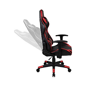 Flash Furniture X20 Fully Reclining LeatherSoft Racing Style Gaming Chair with and Lumbar Pillows, Ergonomic Padded Swivel Computer Chair, Red/Black