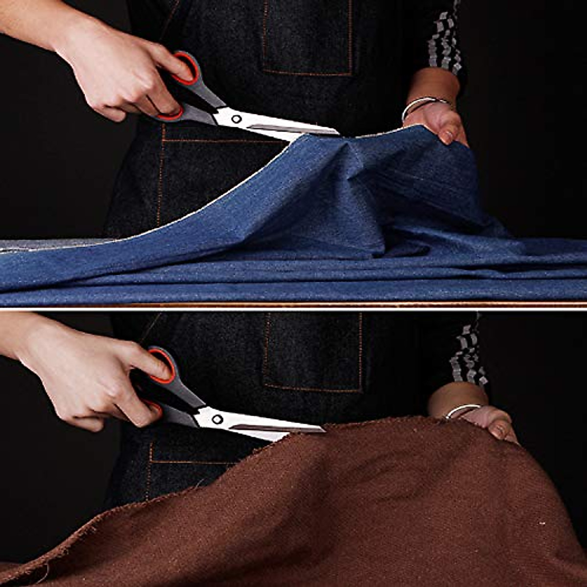 Two sets of scissors Sewing fabric scissors 9.5 "soft comfortable handle Sharp titanium coating forged stainless steel scissors Multi purpose tailor paper cutting color office scissors