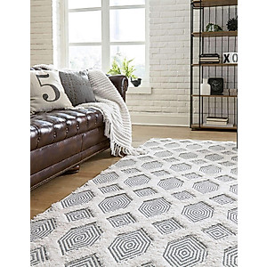 Unique Loom Casa Collection Area Rug - Havana (9' 10" x 12' 2" Rectangle, Anthracite Gray/ Ivory)