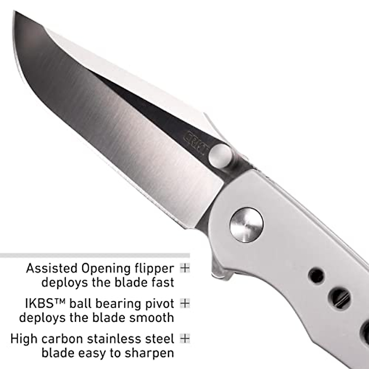 CRKT Oxcart EDC Folding Pocket Knife: Assisted Open Everyday Carry, Plain Edge, Frame Lock, Stainless Steel Handle 6135