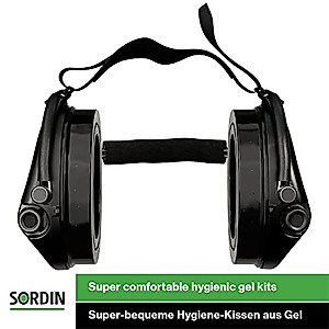 Sordin Supreme PRO X Neckband Safety Ear Muffs - With Gel Seal Hygiene Kit - Active Hearing Protection SNR: 25dB - Black - 76302-X-02-G-S