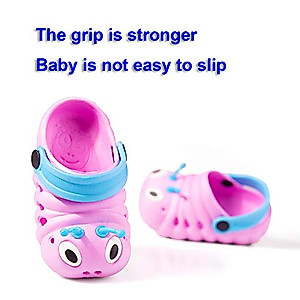 Baby Girls Boys Sandals Kid's Cute Lightweight Shoes Summer Premium Cartoon Sandals Children Caterpillar Non-Slip Beach Water Clogs Shoes Garden Slipper(Pink,7) S24