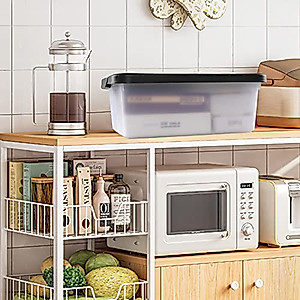 Jekiyo 14 Quart Frosted Clear Latching Storage Bin, Stackable Plastic Box with Black Lid, 2 Packs