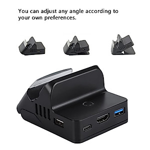 DERCLIVE HDMI 2. 0A Portable Charging Dock Bracket TV Video Converter for Nintendo Switch