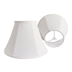Thuipwroen Double Lamp Shades 6x12.5x9 inch,White Lampshades set of 2 Natural Linen Hand Crafted Lampshades Large