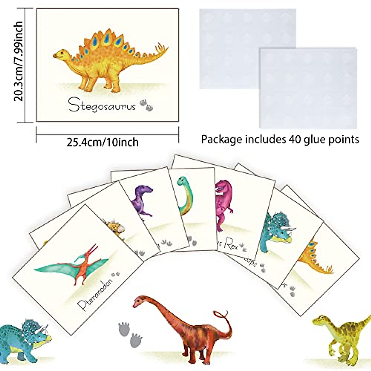 9 Pieces Dinosaur Wall Prints Dinosaurs Poster Wall Decals with Unframed Pictures Dinosaur Birthday Gift for Nursery and Kids Room Decorations