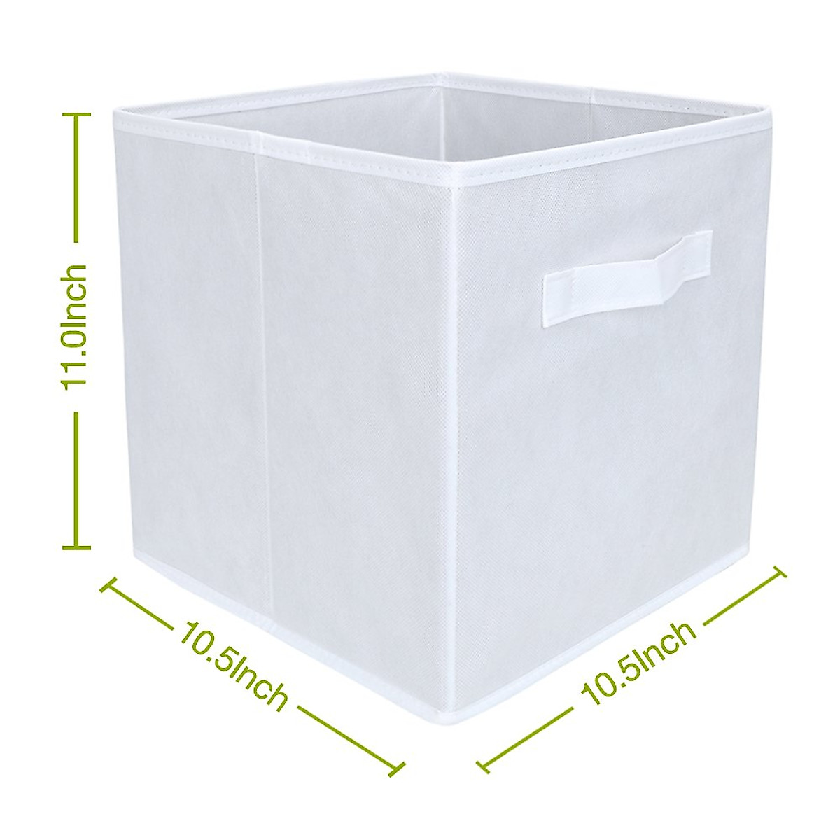 EZOWare Set of 10 Fabric Basket Bins, White Collapsible Organizer Storage Cube with Handles for Home, Bedroom, Baby Nursery, Kids Playroom - 13"x15"x13" + 10.5"x 10.5"x 11"