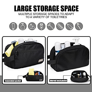 emissary Nylon Men's Toiletry Bag - Large Waterproof Shower Bag - Travel Toiletries Bag - Dopp Kitt for Men - Toiletry Bag for Men and Women - Shaving Bag for Men Travel (Black Water-Resistant)