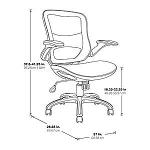 Office Star Riley Ventilated Manager's Office Desk Chair with Breathable Mesh Seat and Back, Black Base with Black