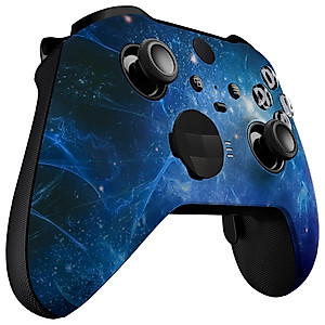 eXtremeRate Blue Nebula Replacement Faceplate Cover for Xbox One Elite Controller Series 2 (Model 1797), Soft Touch Front Housing Shell Case & Accent Rings for Xbox Elite Series 2 Core Controller