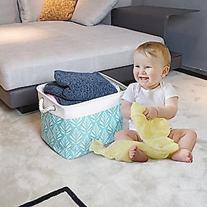 Cozyaver Storage Baskets Fabric Basket,13x13x13 inch Storage Containers for Bedroom Decor Book Shelves Organizer(Blue forest, Large 3 Pack)