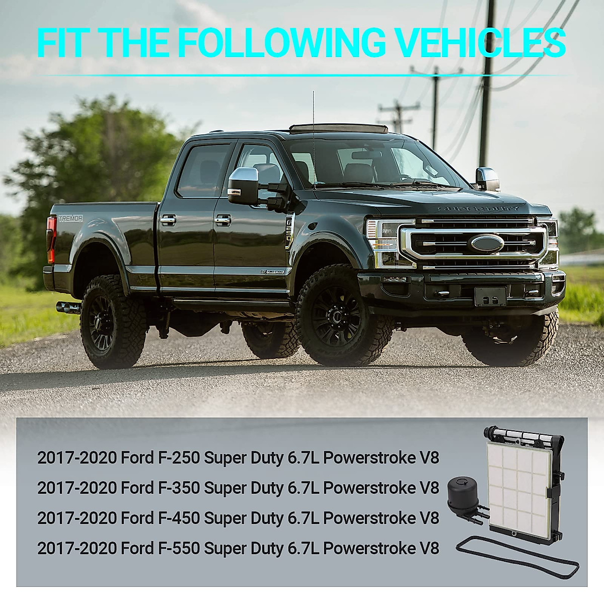 6.7 Powerstroke Fuel Filter Element - Compatible with 2017 2018 2019 2020 2021 2022 6.7L Ford F-250 Super Dury, F-350 Super Duty - Replace # FD-4624 FD-4625 HC3Z-9N184-B HC3Z-9N184-C