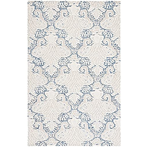 SAFAVIEH Micro-Loop Collection 5' x 8' Blue/Ivory MLP539M Handmade Premium Wool Area Rug