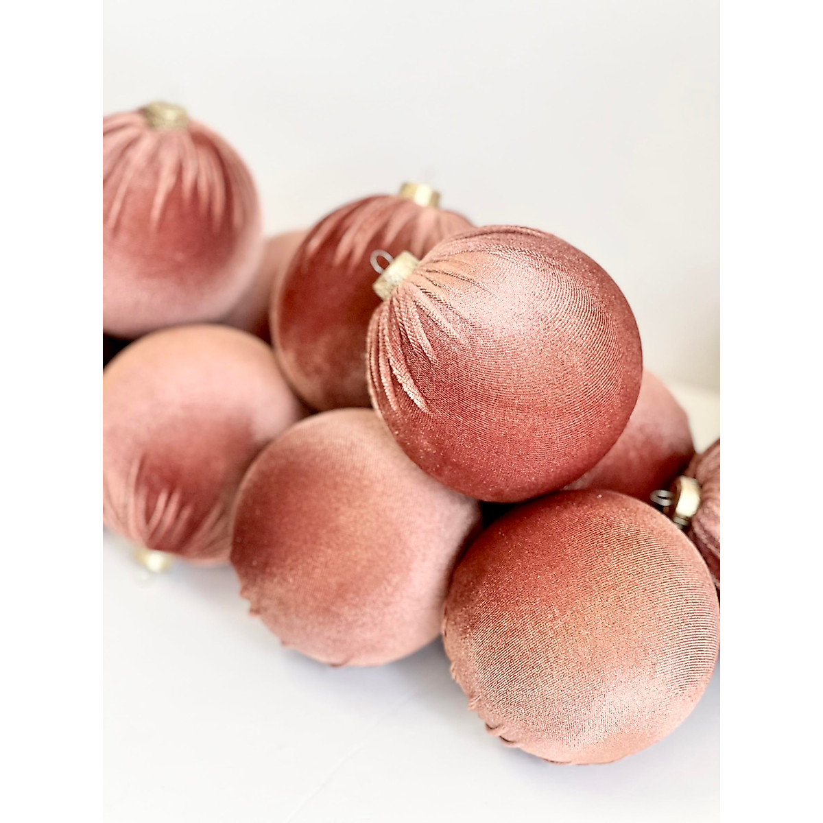 Terracotta Christmas Handmade Velvet Ornaments, Bulk Christmas Balls, Christmas Tree Bulbs, Christmas Decorations, Christmas Gift Idea, Set of 12