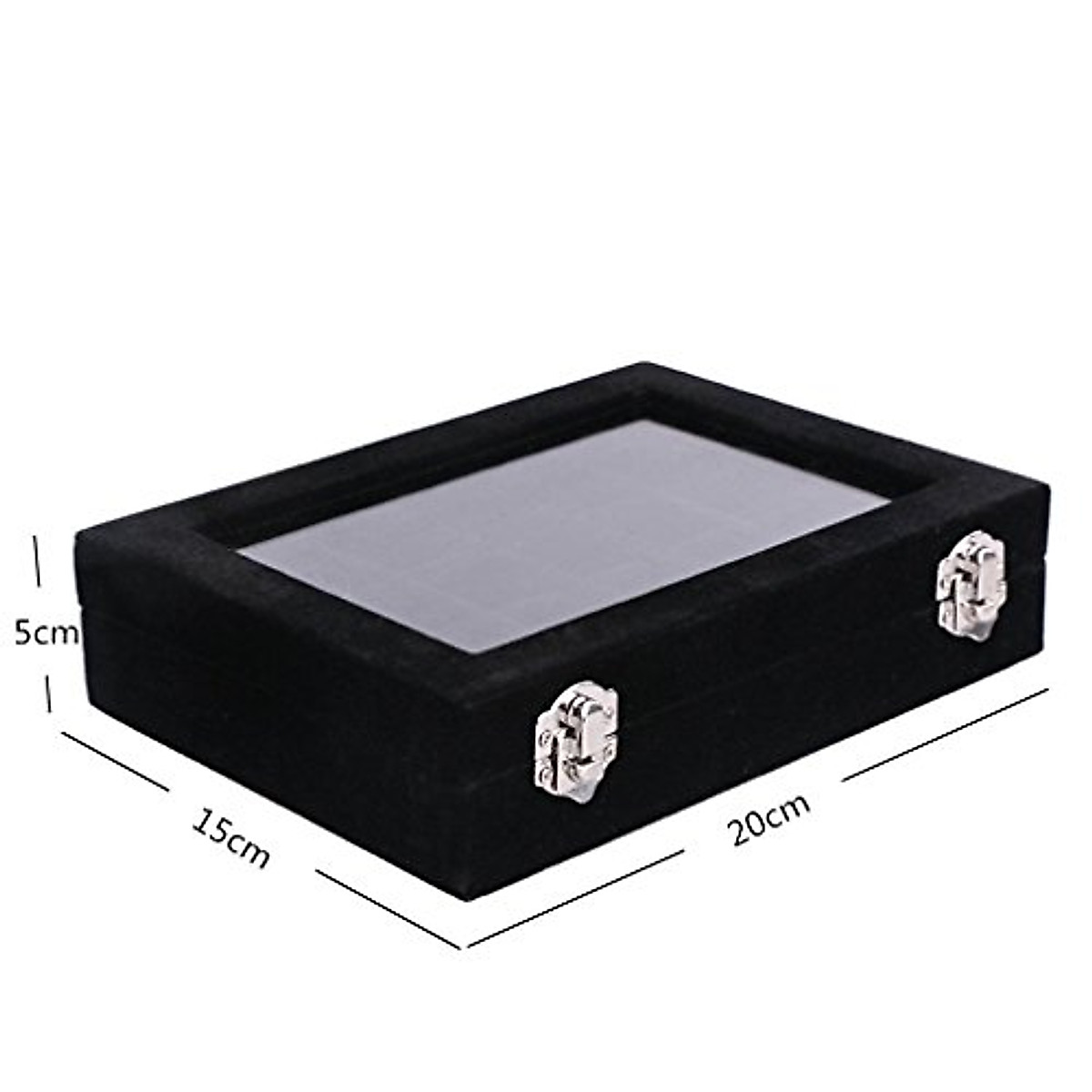 LANTWOO 24 Grids Velvet Glass Ring Earrings Jewelry Box Earrings Organiser Storage Holder Display Case