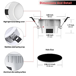 MagicLight Smart Retrofit 3 Inch 5 Watts E26 LED Recessed Down Light, Dimmable, RGBCW Color Changing Bluetooth Smart LED Downlight Trims, 10 Pack