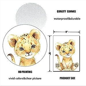 Kiddale Baby Watercolor Animals Wall Art Prints Set of 4 (8x10),Tiger Elephant Zebra Giraffe Safari Animals Pictures Nursery Decor Art,Stretched and Framed Ready to Hang