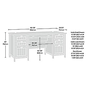 Sauder Costa Executive Desk, L: 65.12" x W: 29.53" x H: 30.0", Chalked Chestnut finish
